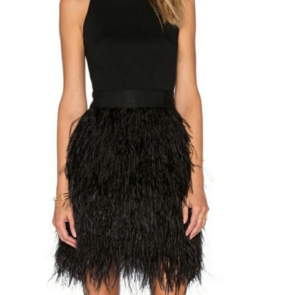 Milly | Dresses | Milly Sequin Black Ostrich Feather Dress Cy | Poshmark
